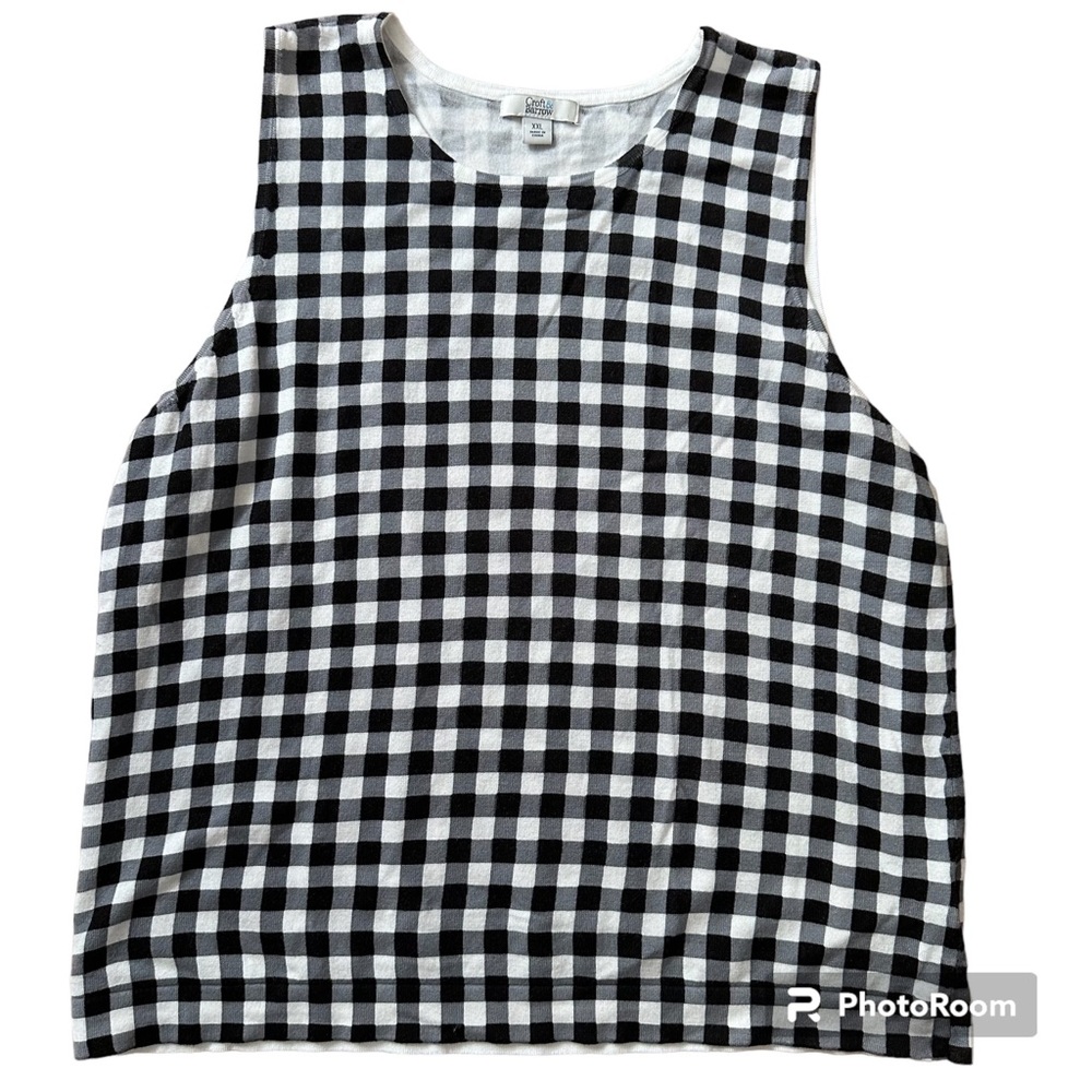 Croft & Borrow Black And White Checkered Tank Top Siz… - Gem